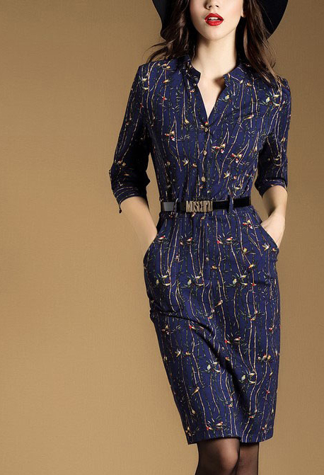 2017 Fashion Semi Open Collar Dress on Luulla