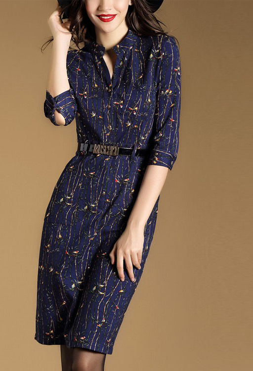 2017 Fashion Semi Open Collar Dress on Luulla