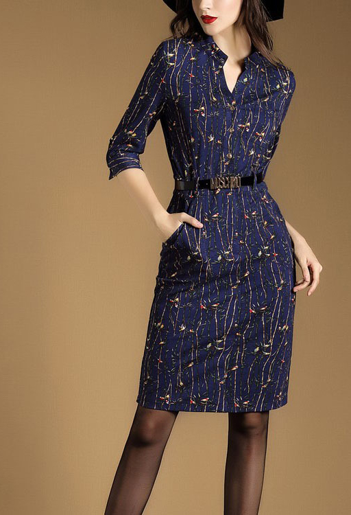 2017 Fashion Semi Open Collar Dress on Luulla