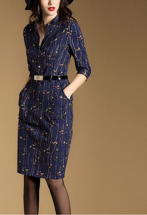 2017 Fashion Semi Open Collar Dress on Luulla